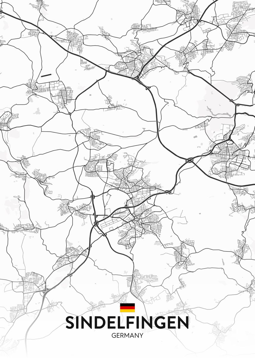 'Sindelfingen DE' Poster, picture, metal print, paint by IMR Designs ...
