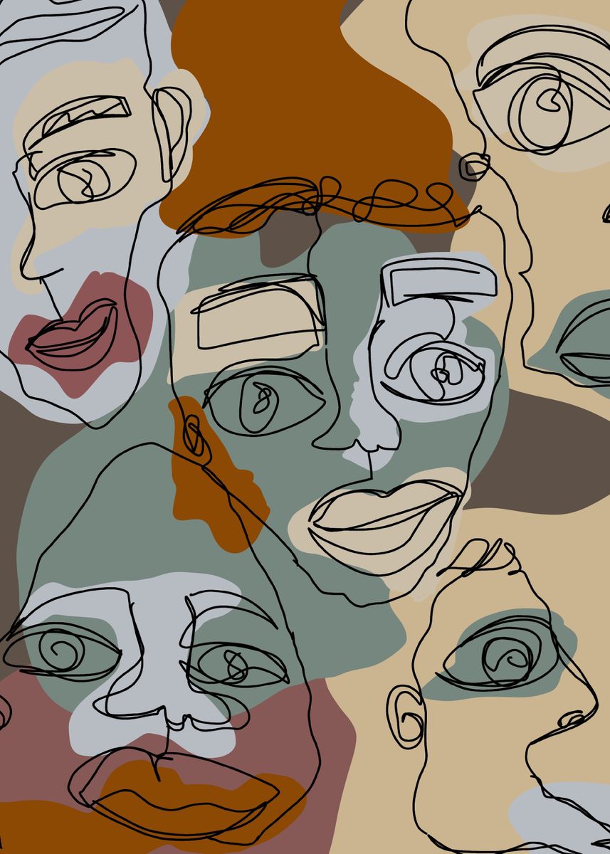 'Abstract minimalistic face' Poster, picture, metal print, paint by ...