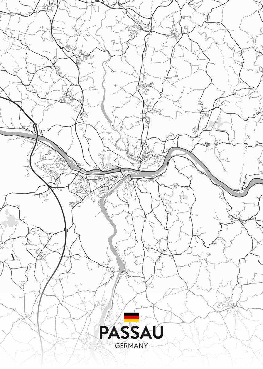 'Passau DE' Poster, picture, metal print, paint by IMR Designs | Displate