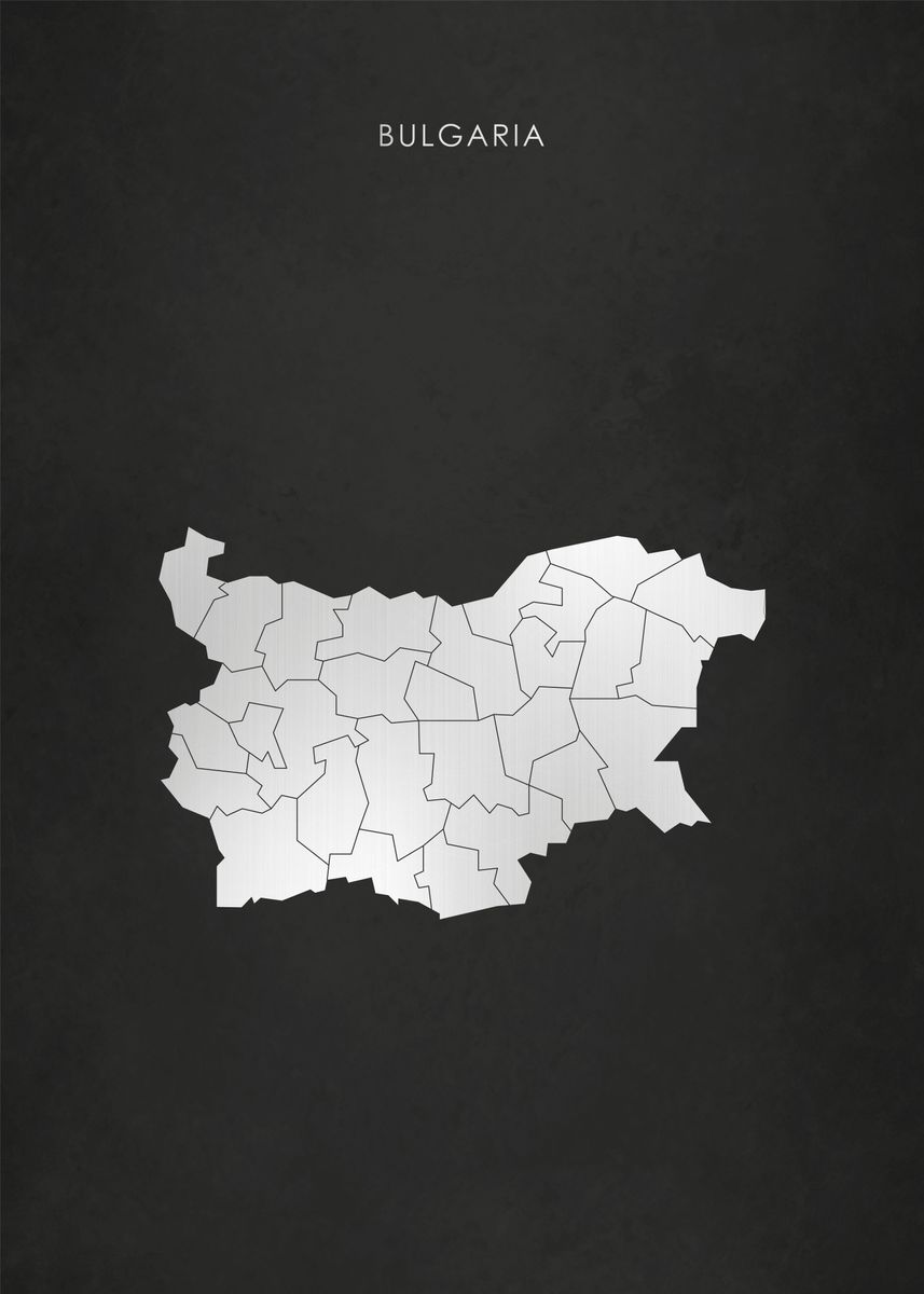 'Silver Bulgaria Map' Poster, picture, metal print, paint by aio | Displate