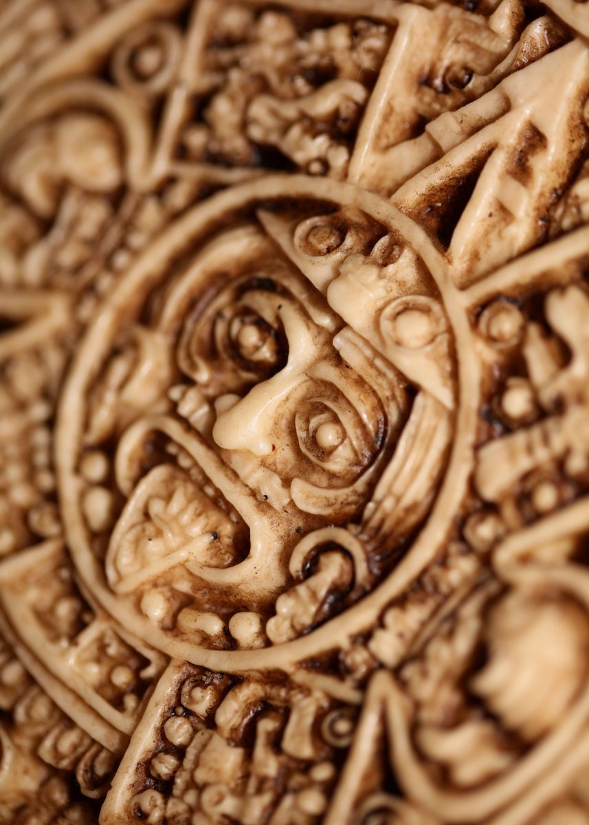 'Aztec sun stone close up' Poster, picture, metal print, paint by ...