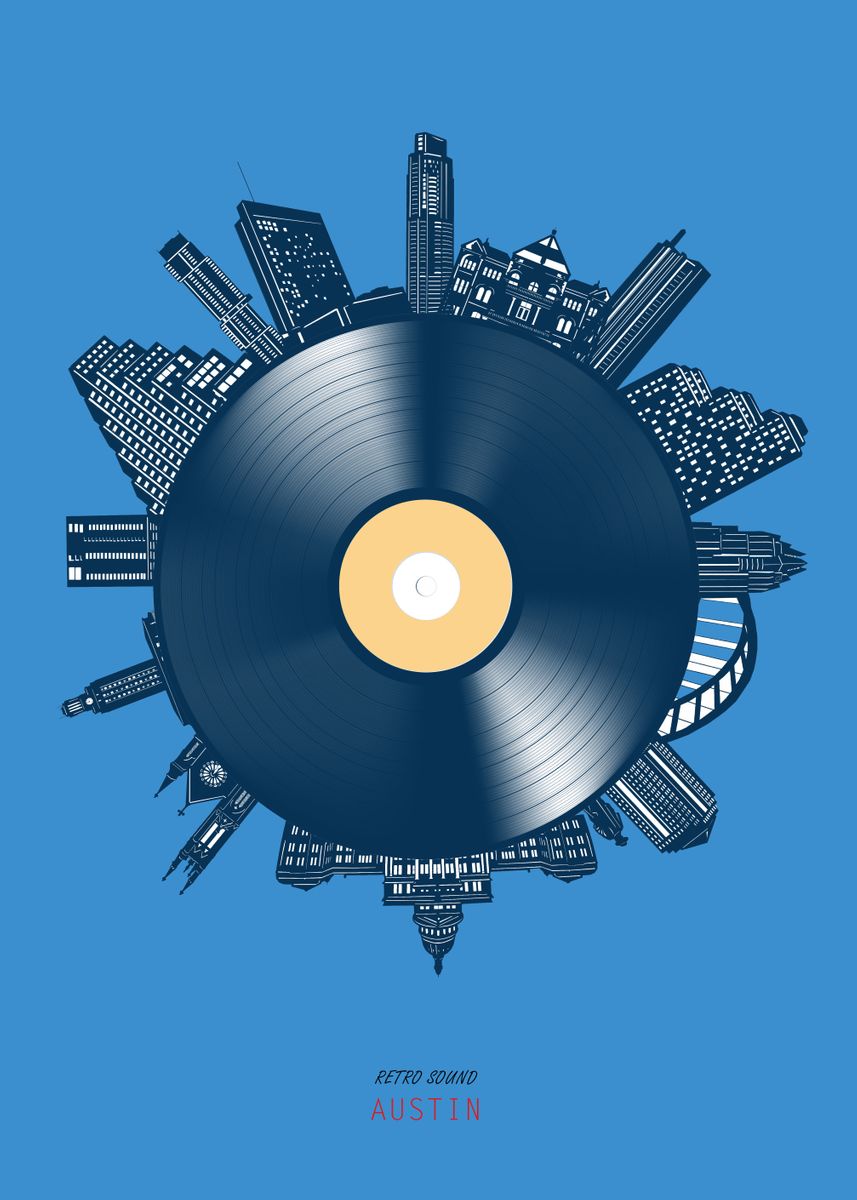 'austin vinyl blue' Poster, picture, metal print, paint by Bekim Art ...