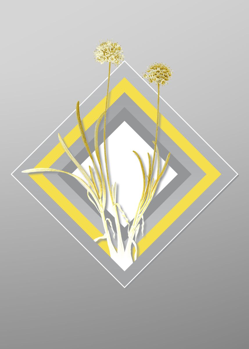 'Gray and Yellow Allium Art' Poster by Holy Rock Design | Displate