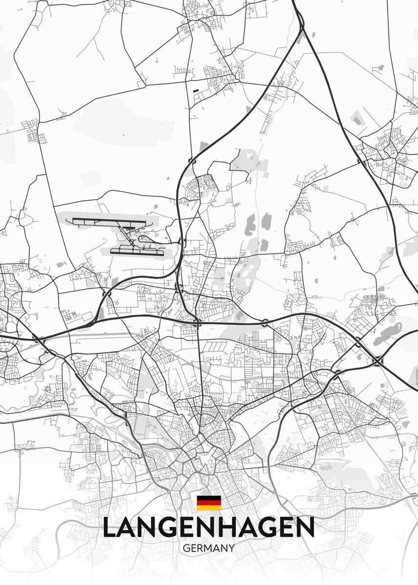 'Langenhagen DE' Poster, picture, metal print, paint by IMR Designs ...