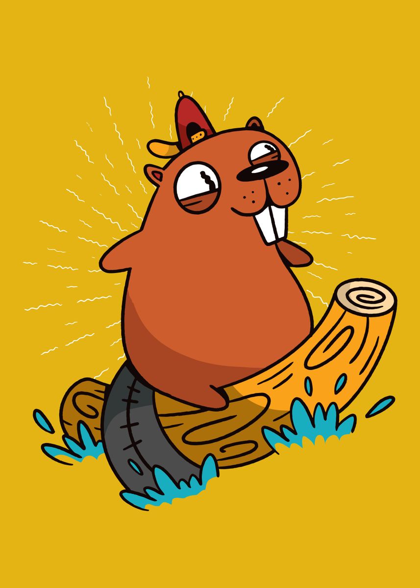 'SURFING BEAVER' Poster, picture, metal print, paint by StonerPlates ...