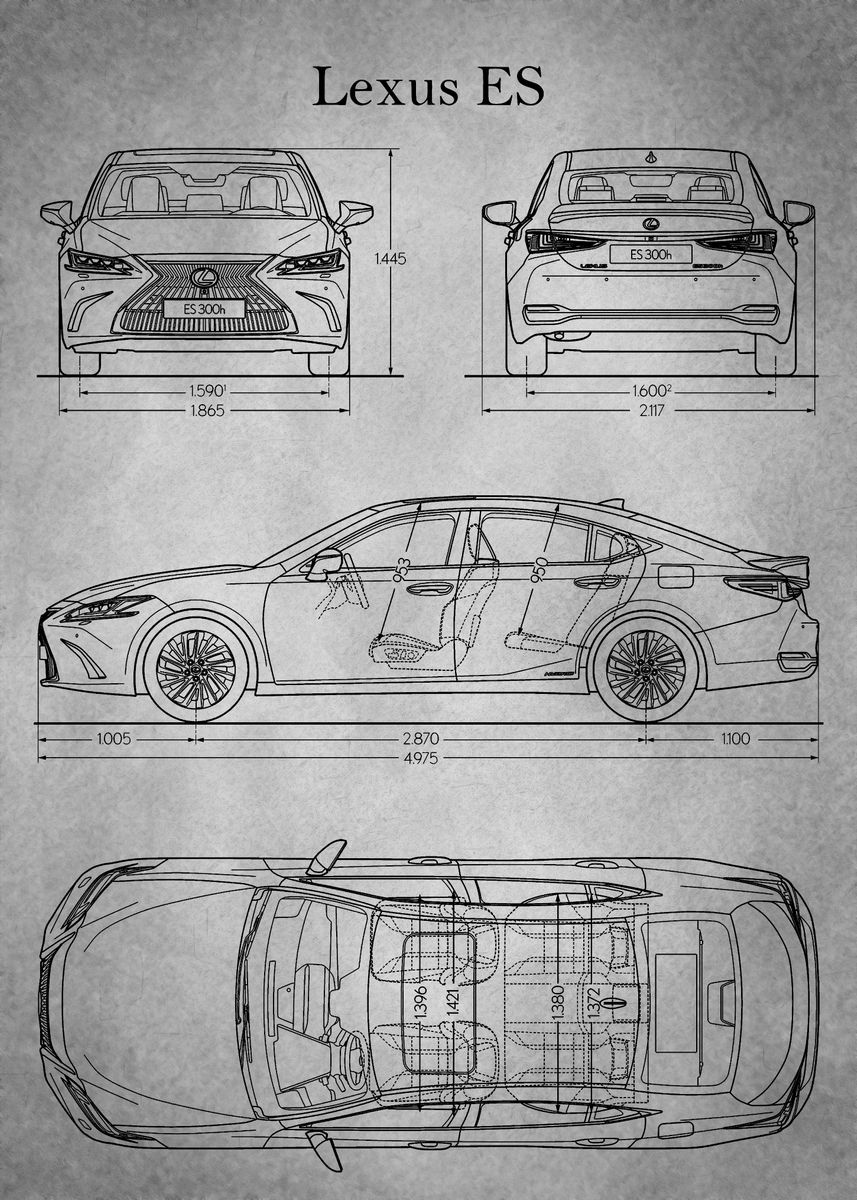 'Lexus ES 2019 gray old ' Poster, picture, metal print, paint by B & W ...