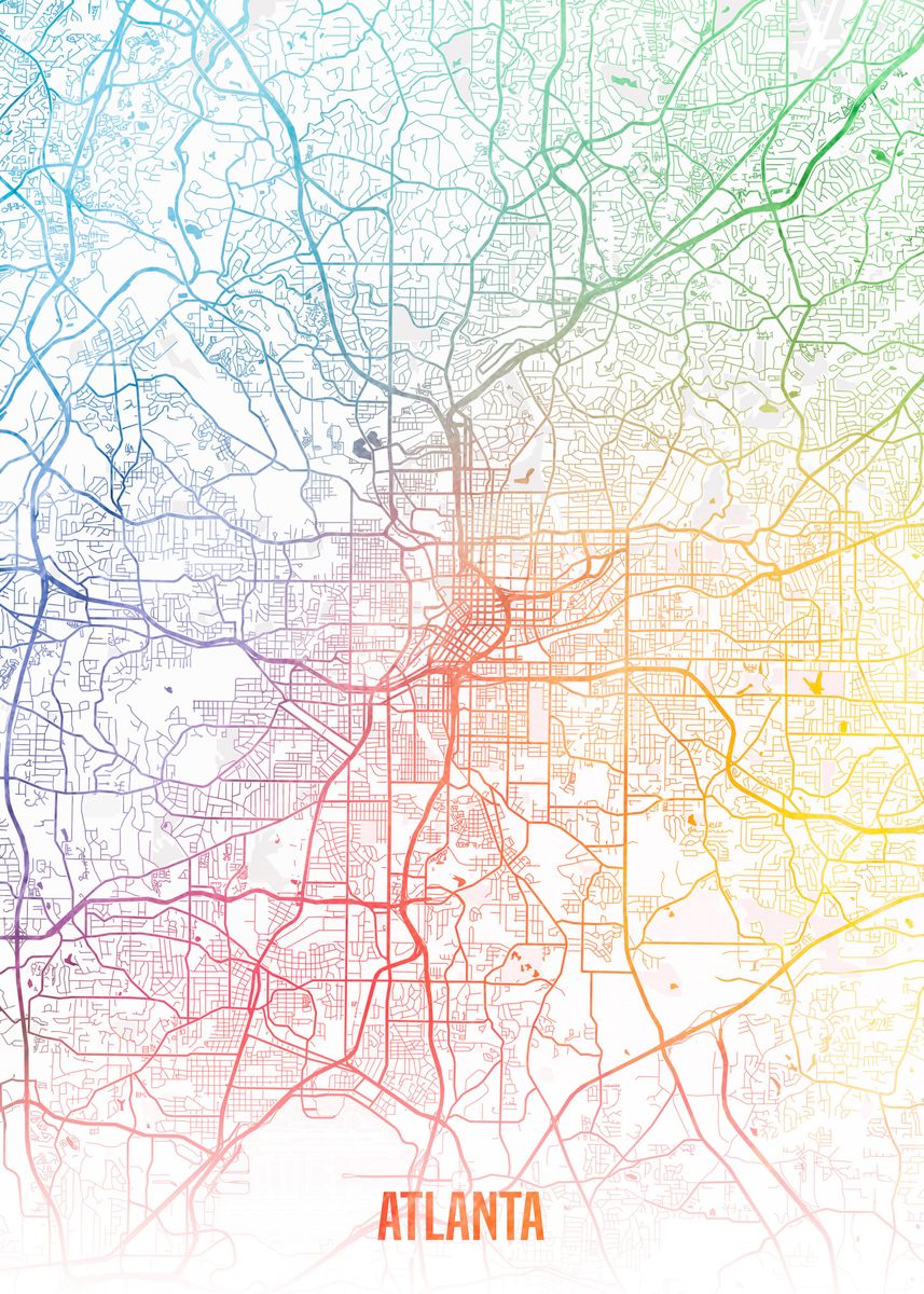 'Atlanta map' Poster by Stefano Lunghi | Displate
