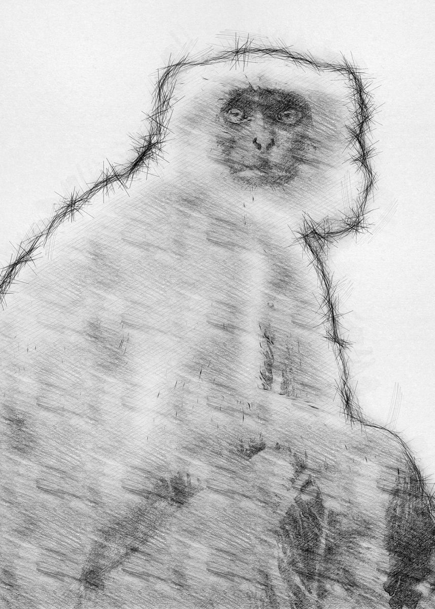 'Monkey Pencil Sketch Arts' Poster by Aniebert Ballo | Displate