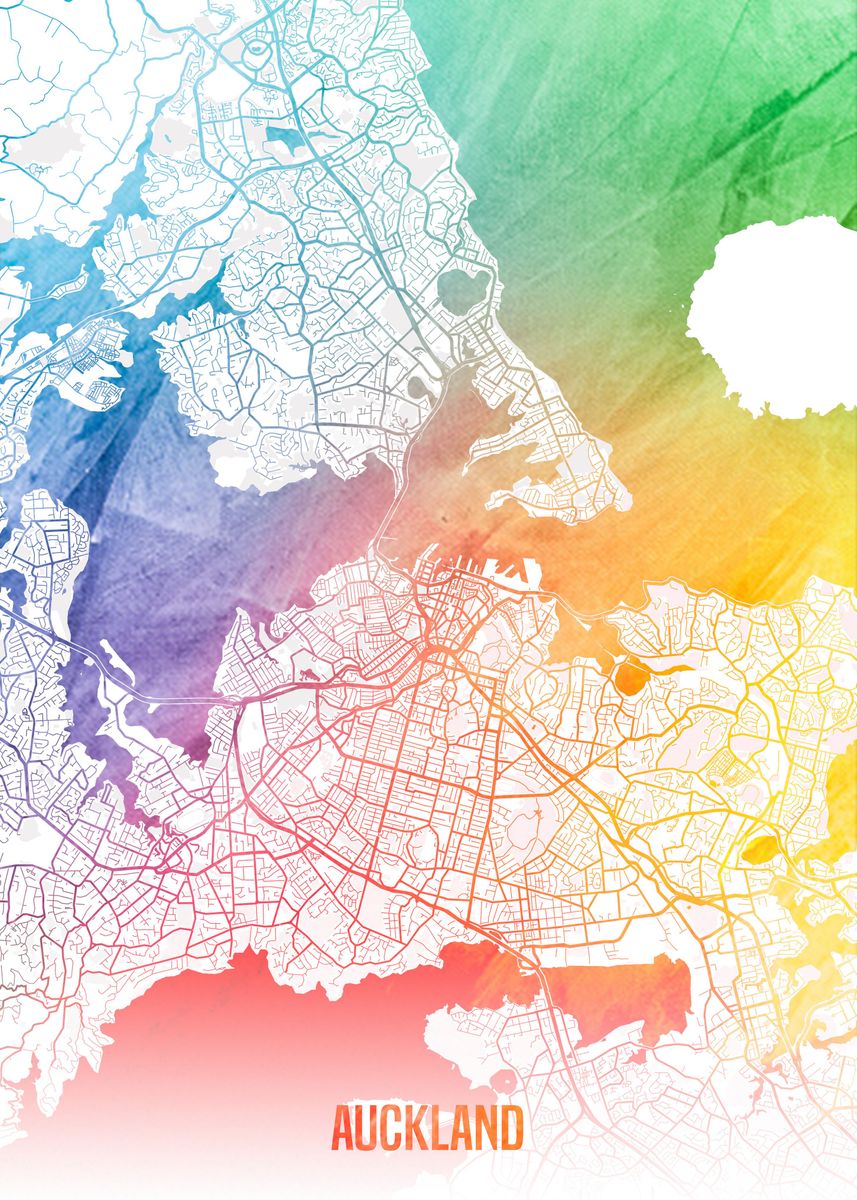 'Auckland map' Poster, picture, metal print, paint by LUNGHISTE | Displate