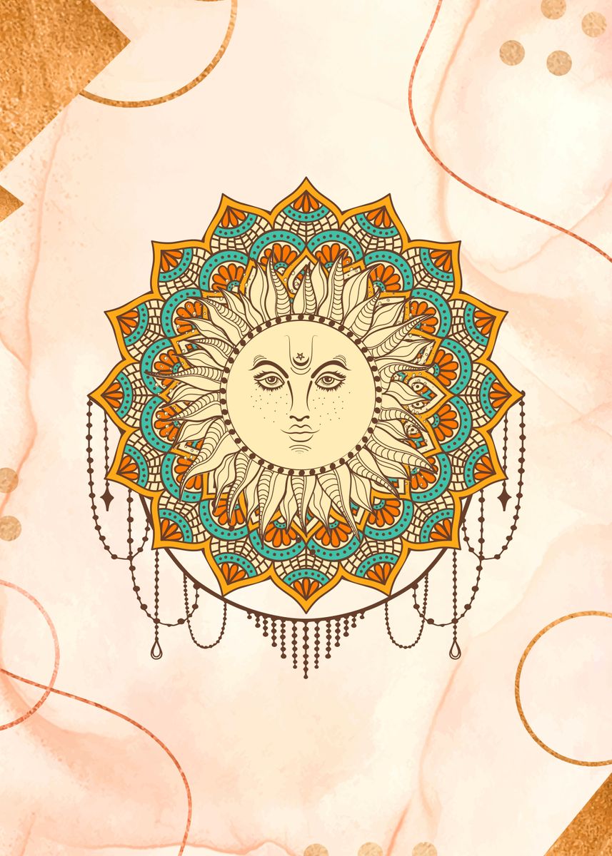 'Sun Mandala' Poster, picture, metal print, paint by AndrejZT | Displate