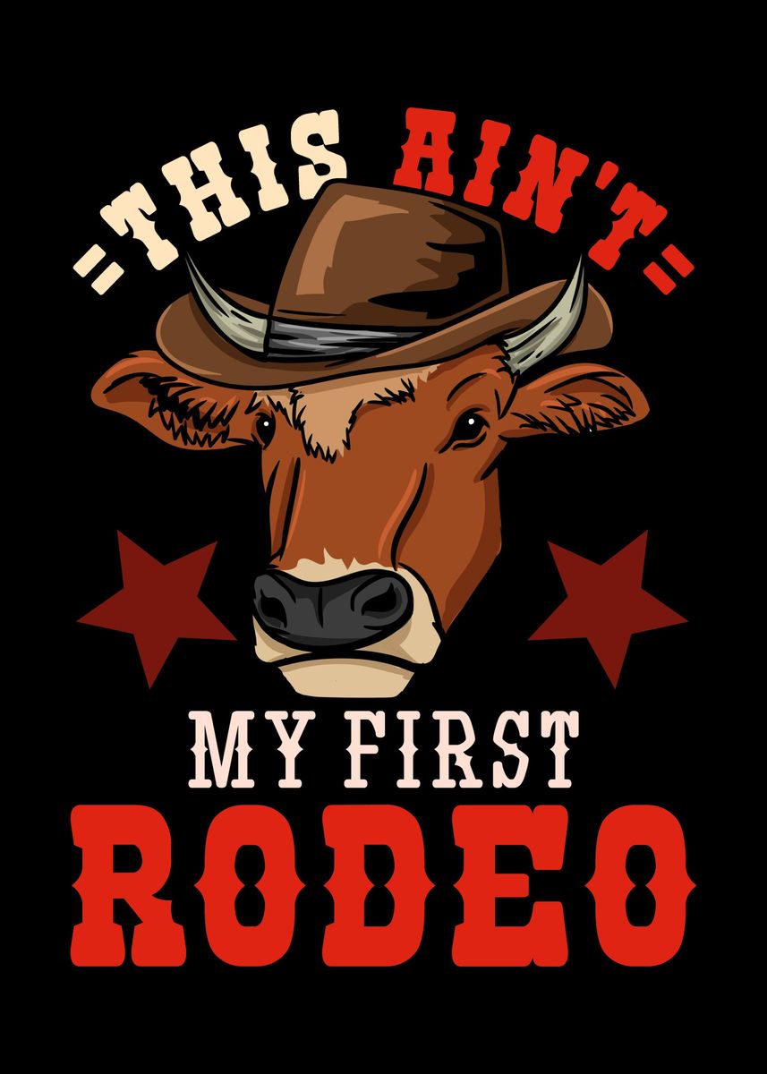 'Rodeo Cowboy Bull Riding' Poster, picture, metal print, paint by ...