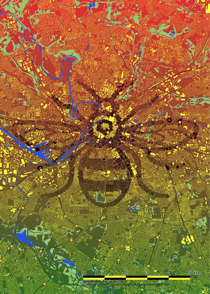 'Manchester Honey Bee Map' Poster, picture, metal print, paint by ...