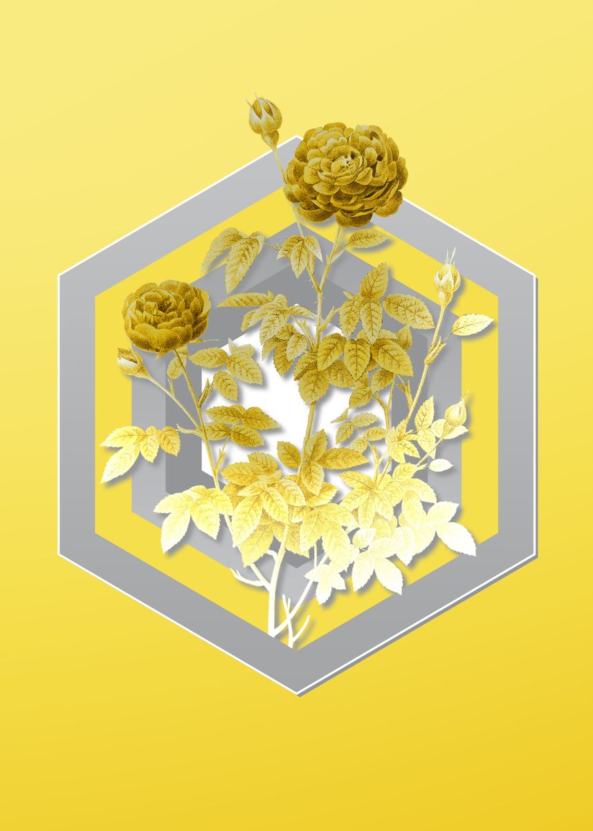 'Vintage Yellow Rose Flower' Poster, picture, metal print, paint by ...