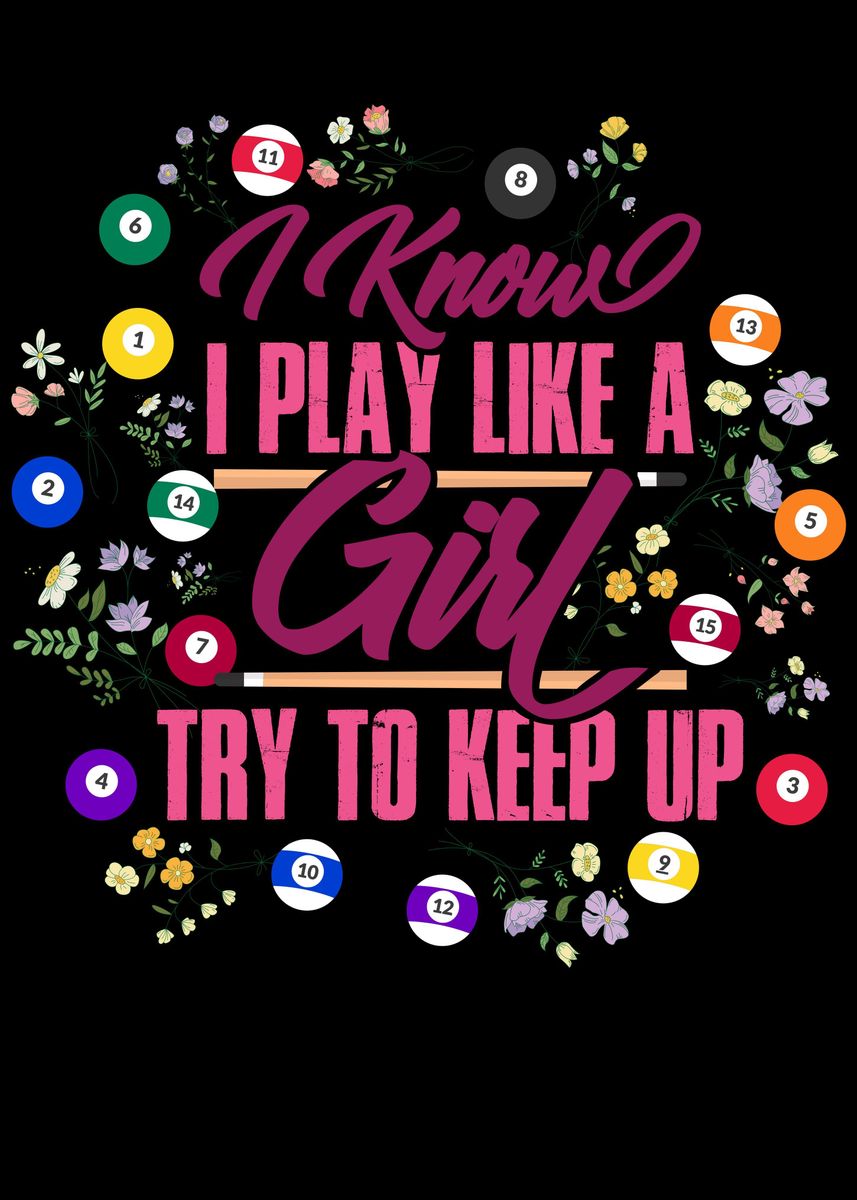 'Billiards Girl' Poster, picture, metal print, paint by CatRobot | Displate