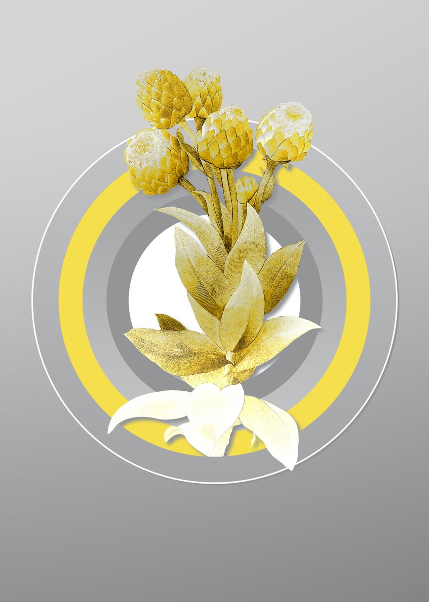 'Grey Flower Illustration' Poster by Holy Rock Design | Displate