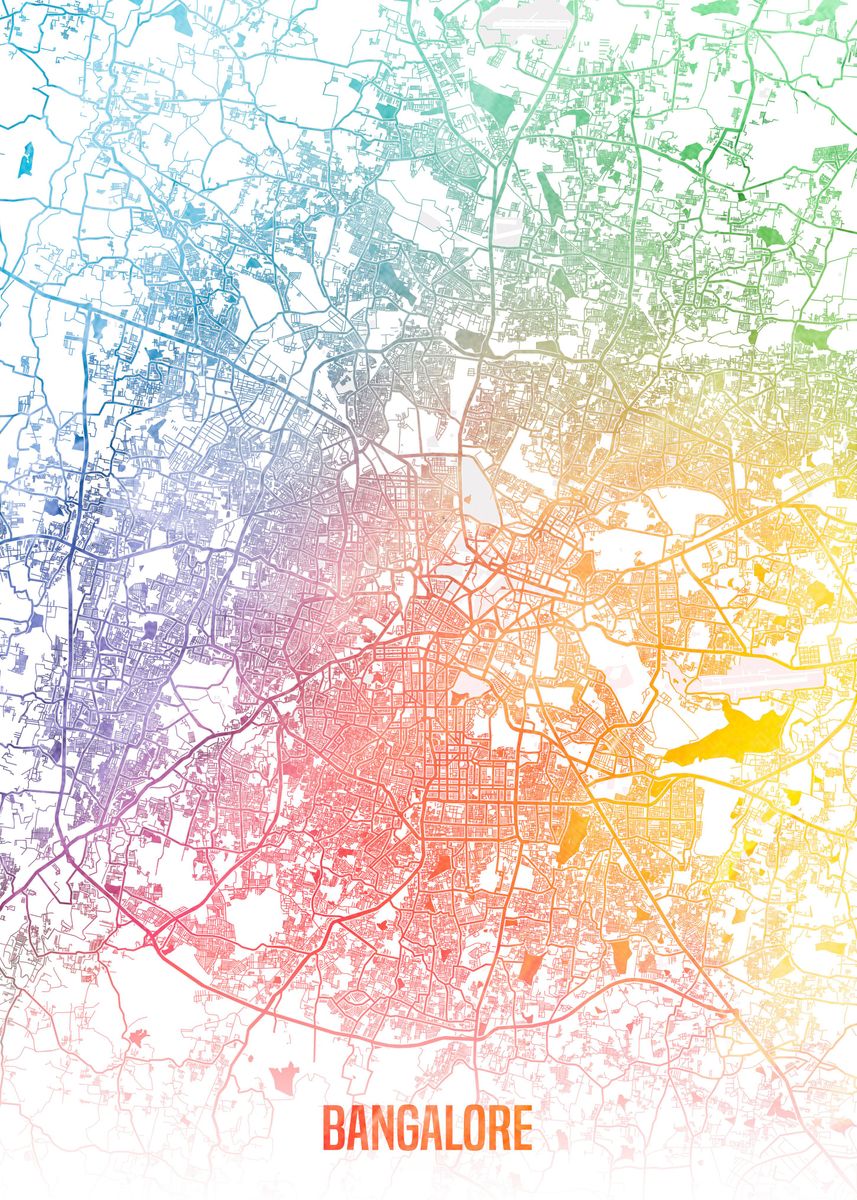 'Bangalore map' Poster, picture, metal print, paint by LUNGHISTE | Displate
