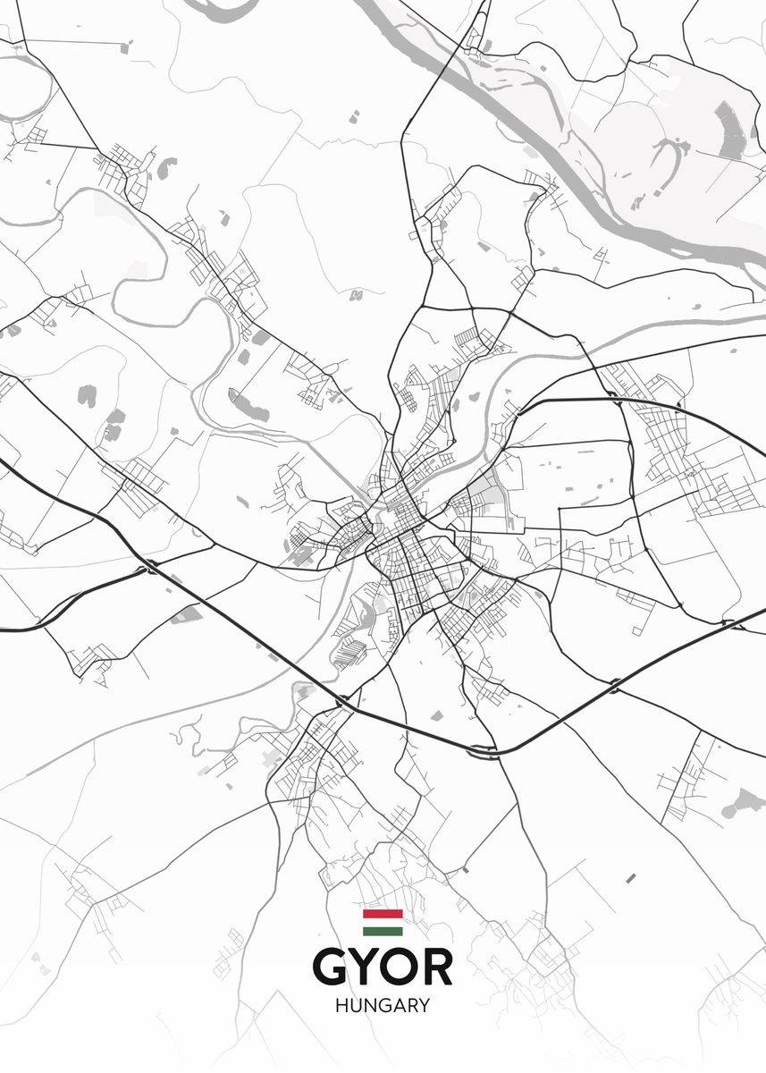 'Gyor HU' Poster, picture, metal print, paint by IMR Designs | Displate