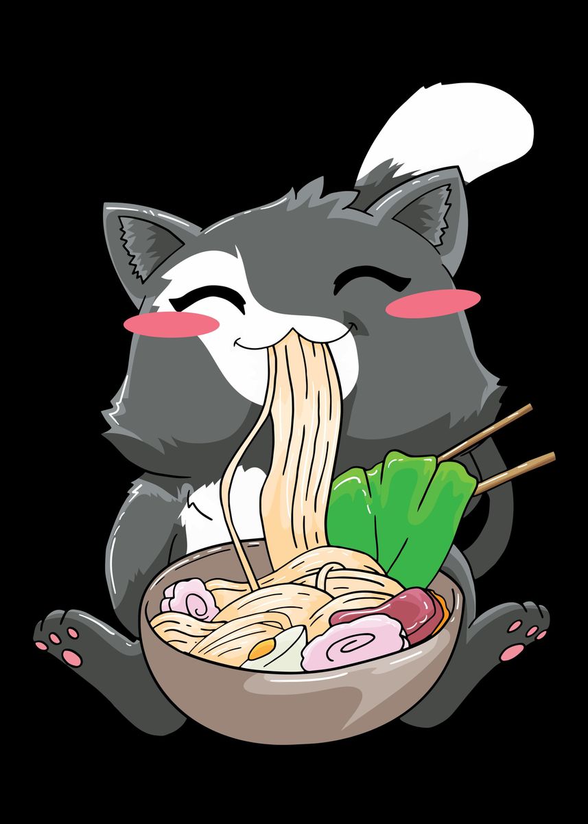 'Cat Ramen Japanese Kawaii ' Poster by BLVCKPLATE | Displate