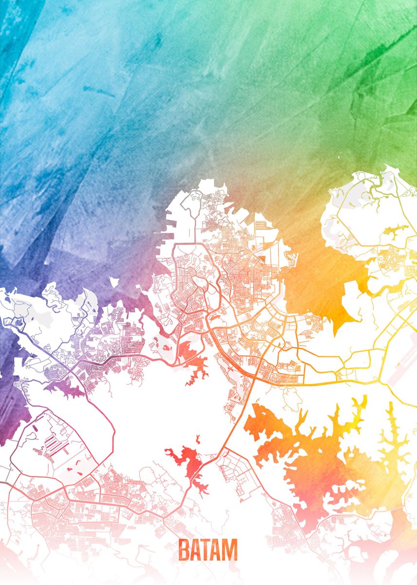 'Batam map' Poster, picture, metal print, paint by LUNGHISTE | Displate