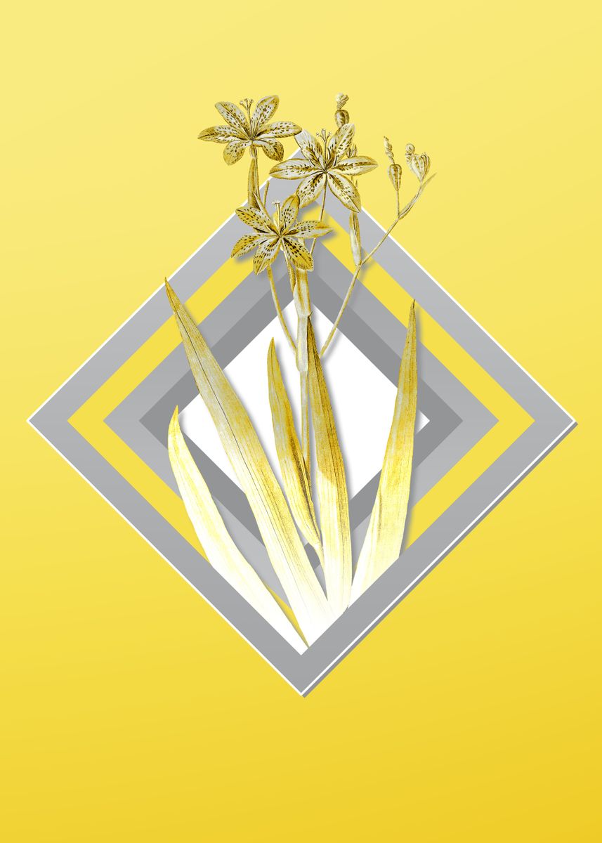 'Gray and Yellow Botanicals' Poster, picture, metal print, paint by ...