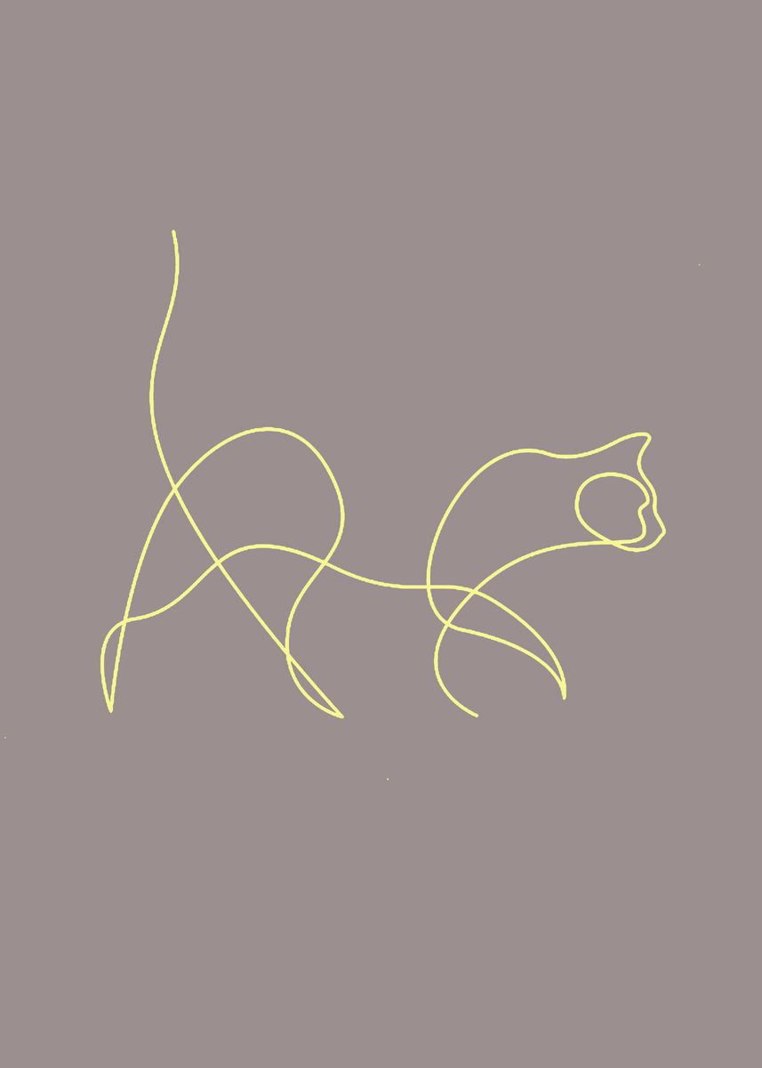 'ONE LINE CAT ' Poster, picture, metal print, paint by TroisiemeOeil ...