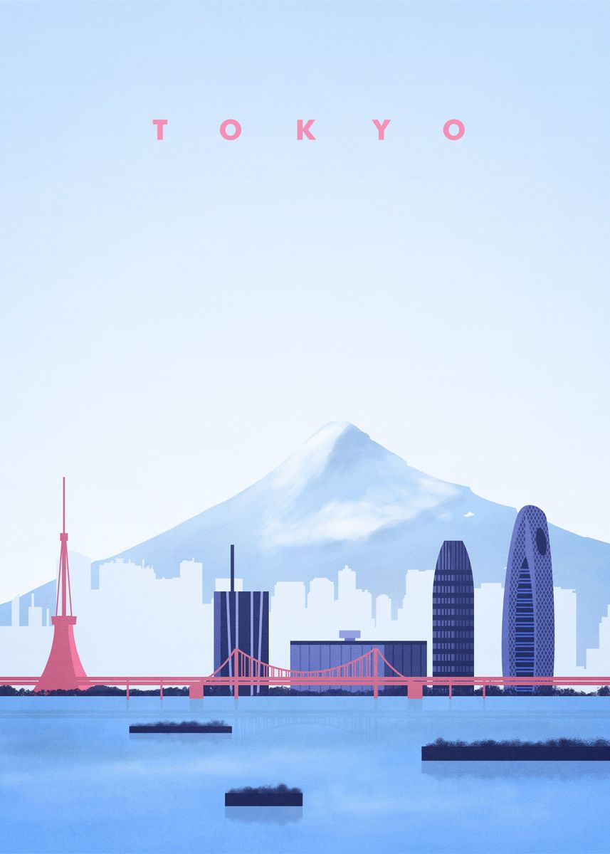 'Tokyo Travel Poster' Poster by Black Foxe | Displate