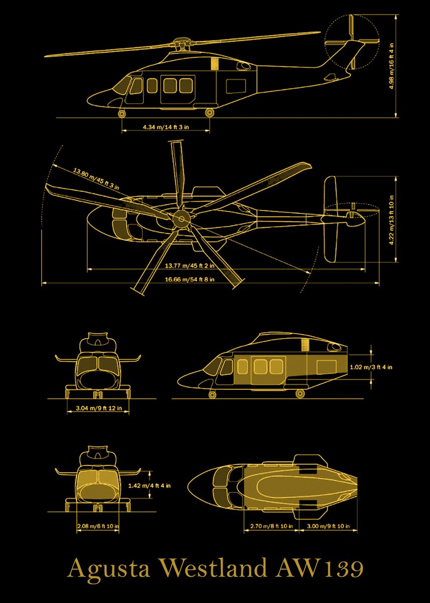 'Agusta Westland AW139 gold' Poster by B & W Arts | Displate
