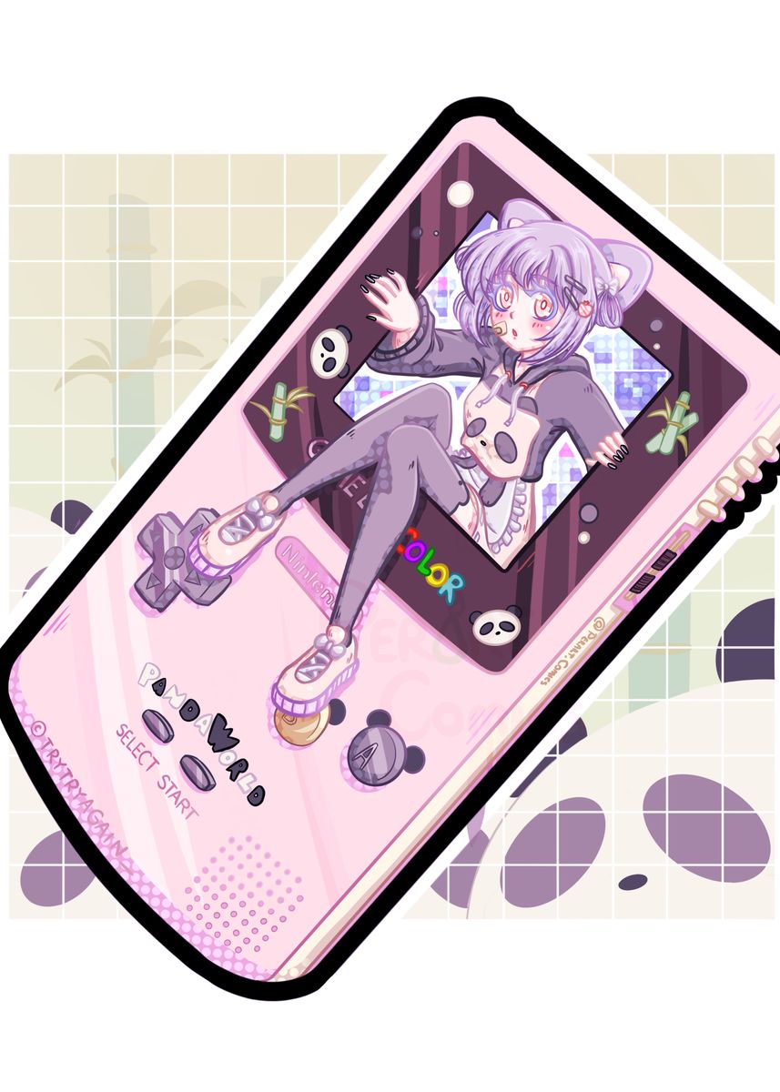 'Cute Aesthetic Gameboy Gir' Poster, picture, metal print, paint by ...