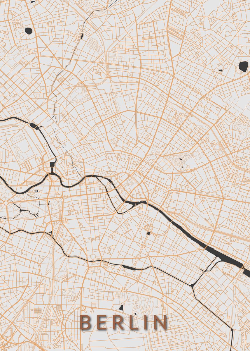 'Berlin Map' Poster, picture, metal print, paint by dkDesign | Displate