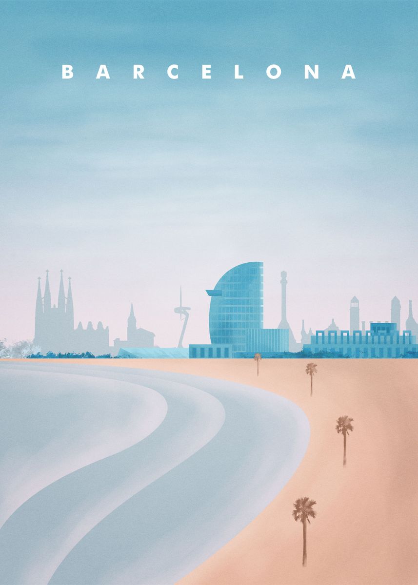 'Barcelona Travel Poster' Poster, picture, metal print, paint by Black ...