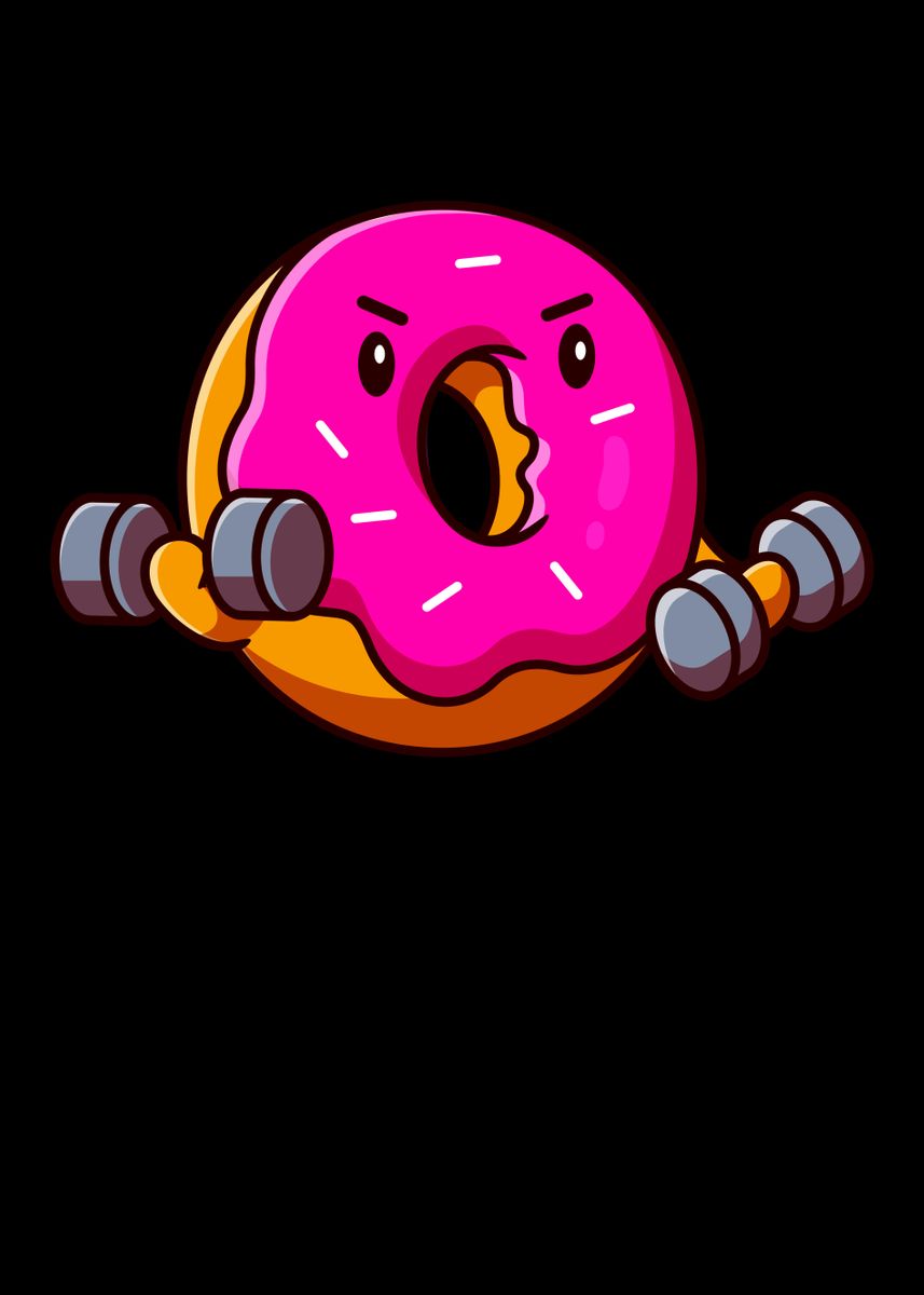 'Funny Fitness Donut' Poster, picture, metal print, paint by Foxxy ...