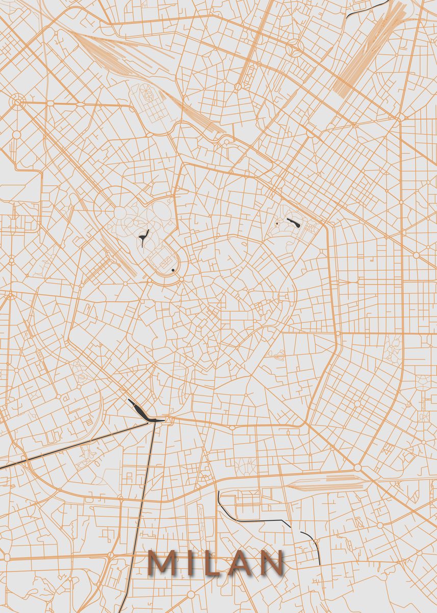 'Milan Map' Poster, picture, metal print, paint by dkDesign | Displate