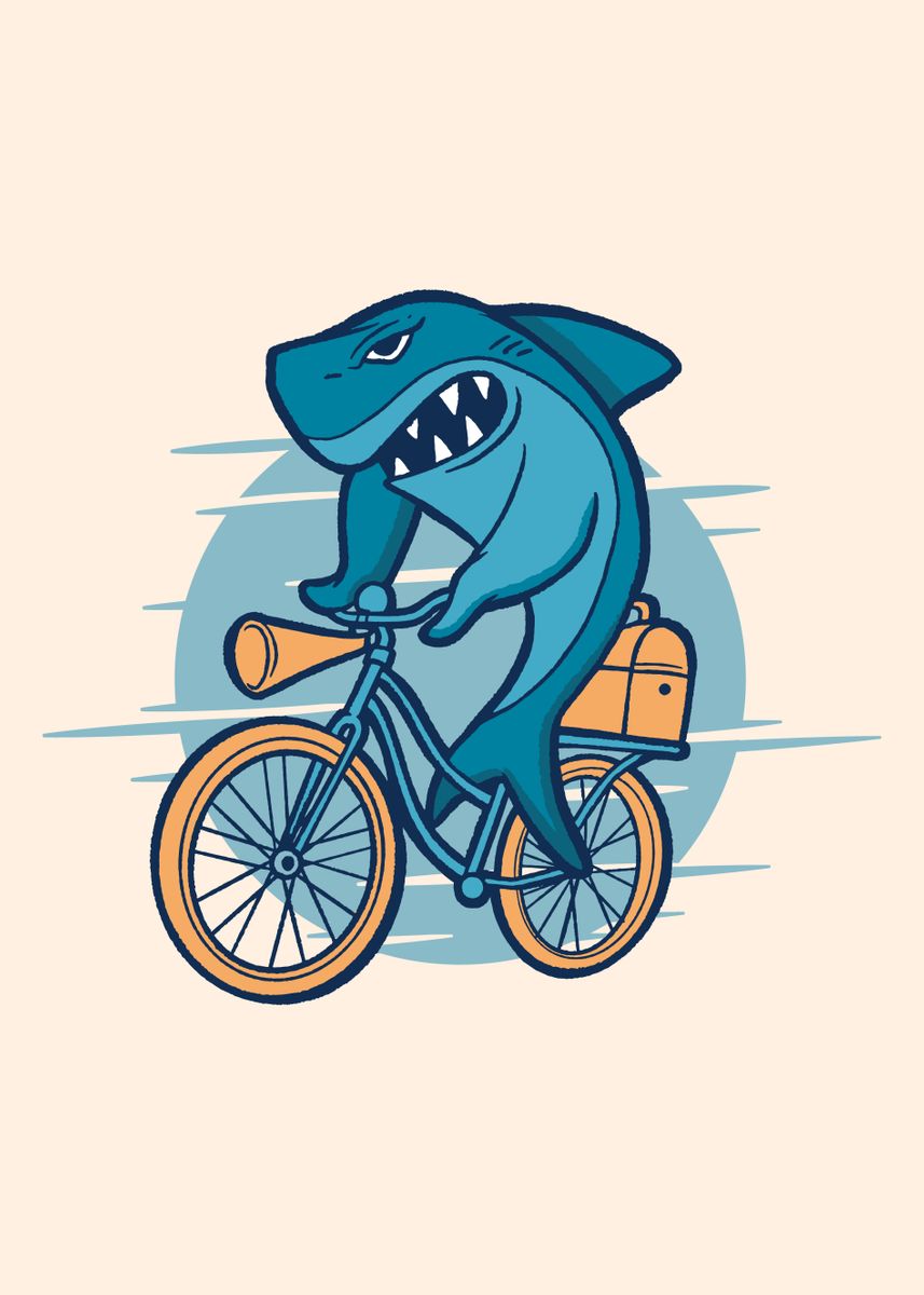 'SHARK RIDING BIKE' Poster by StonerPlates | Displate