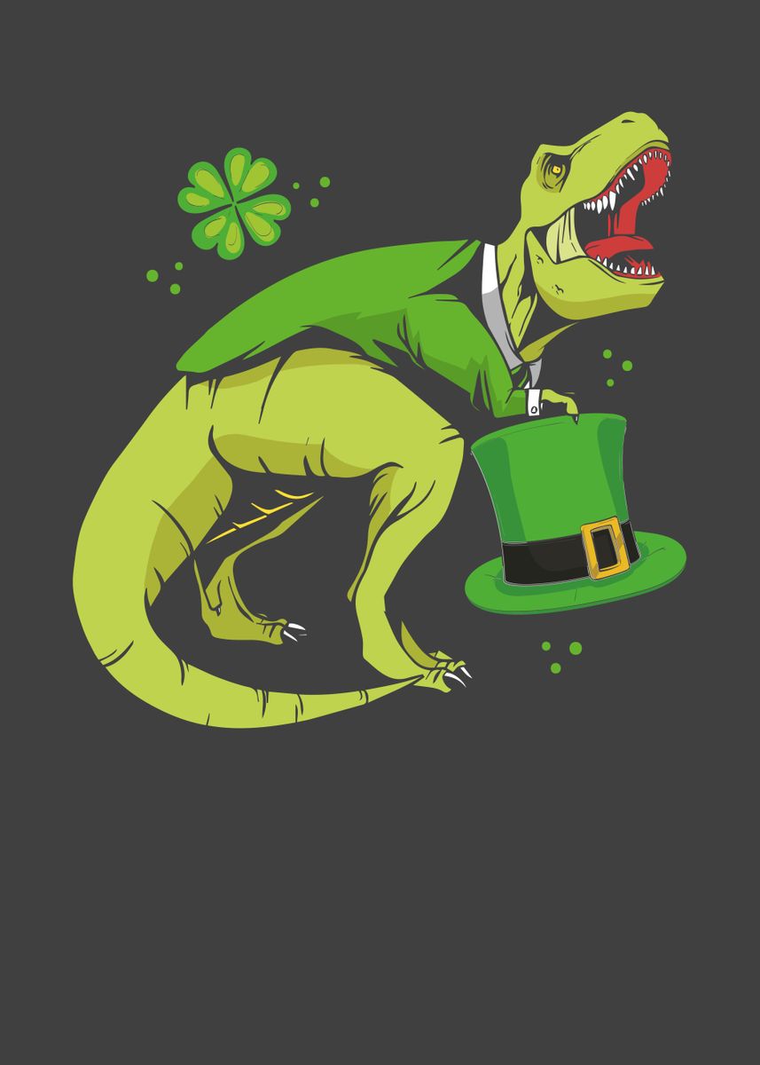 'St Patricks day dinosaur' Poster, picture, metal print, paint by BeMi ...
