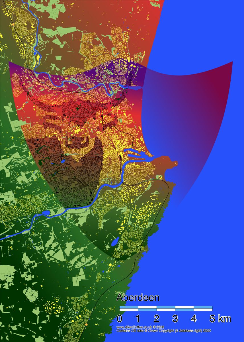 'Aberdeen Highland Cow Map' Poster, picture, metal print, paint by ...