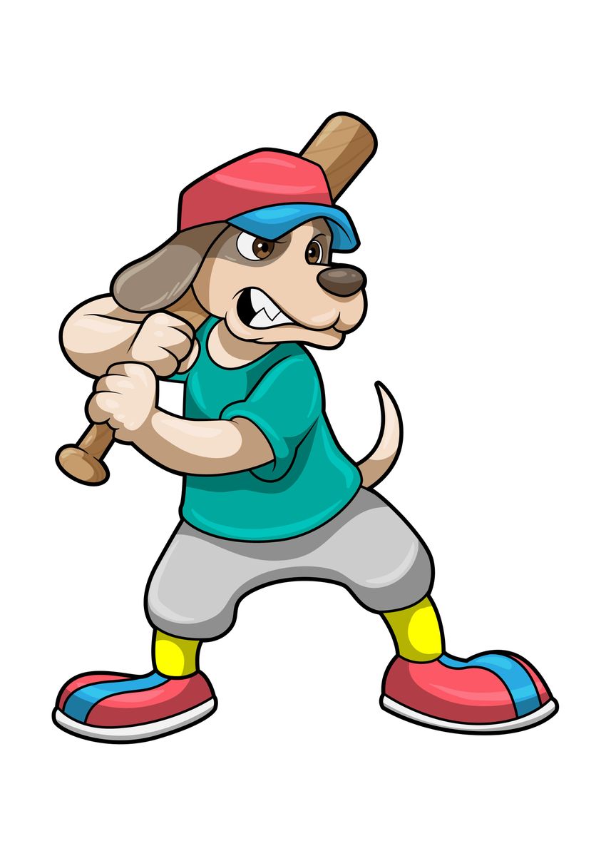 'Dog Baseball Baseball bat' Poster, picture, metal print, paint by ...