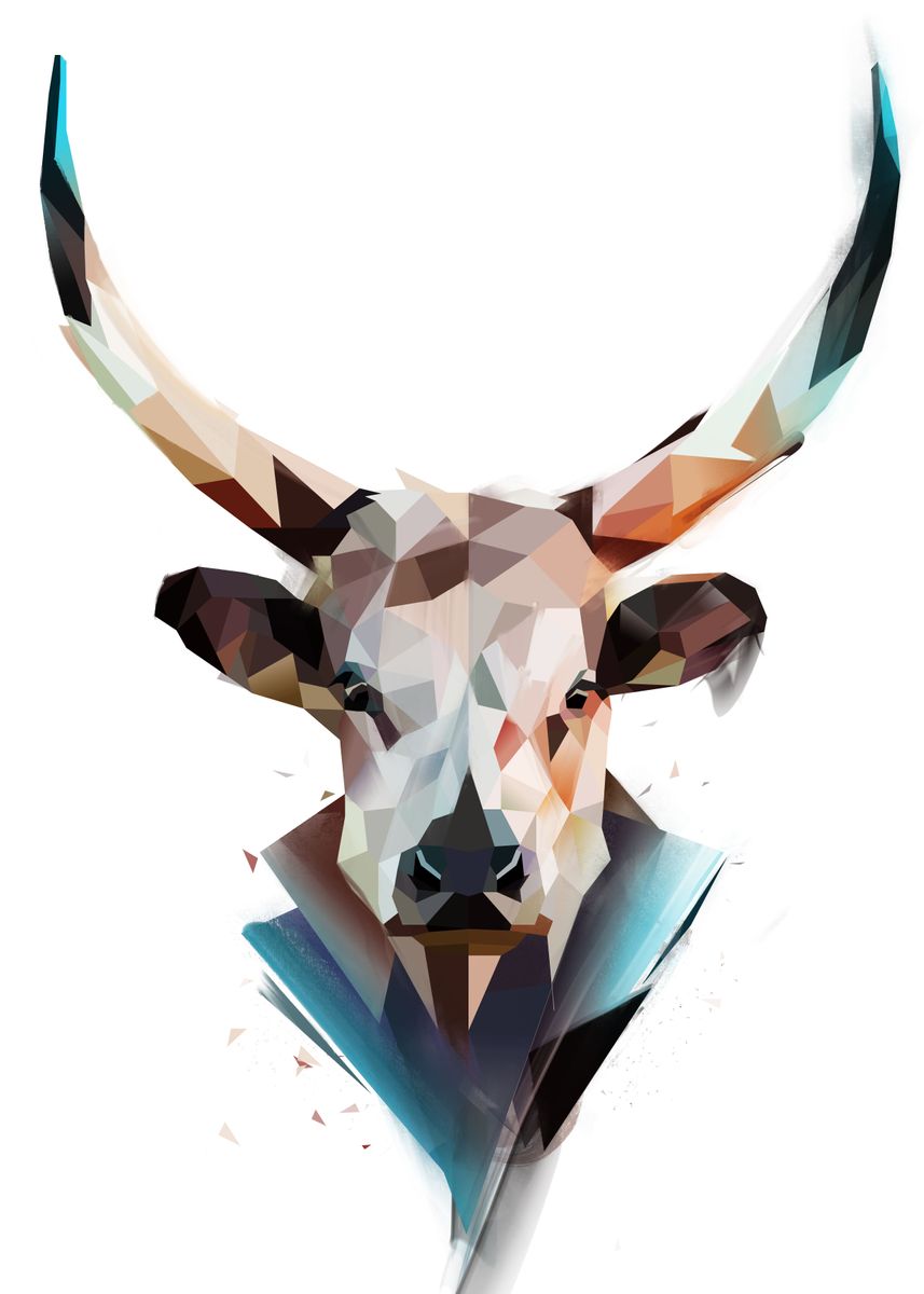 'Bull ' Poster, picture, metal print, paint by Tomasz Dąbek | Displate