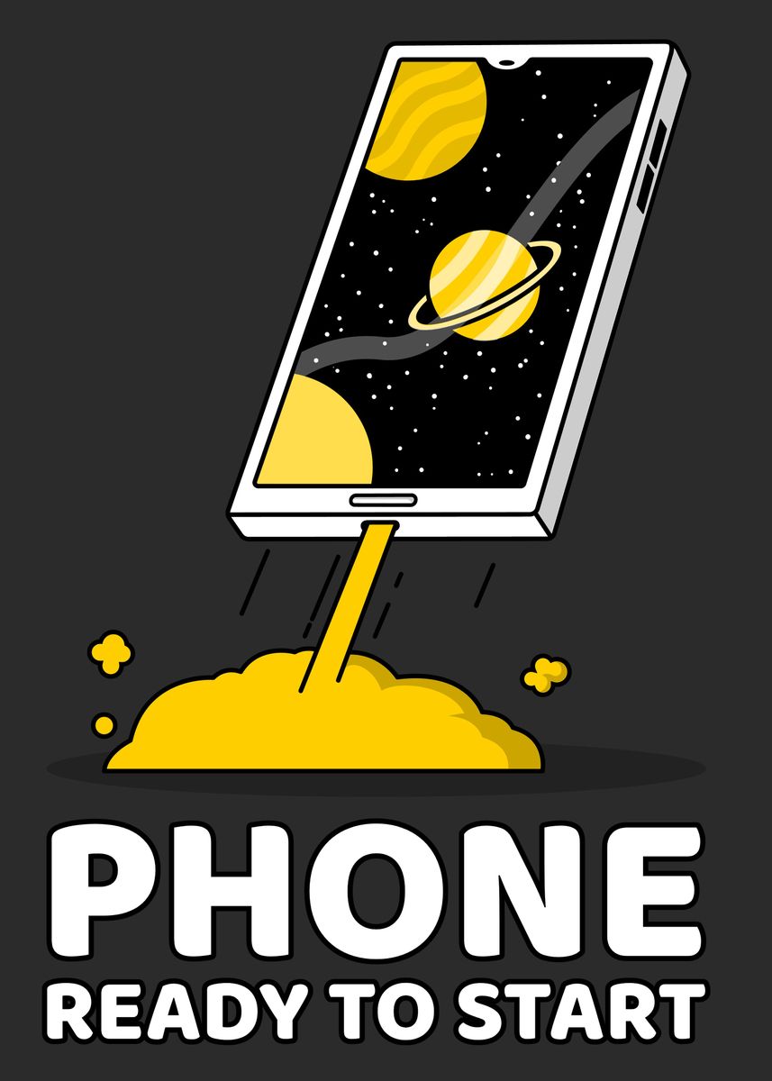 'Smartphone Flying to Space' Poster, picture, metal print, paint by Max ...