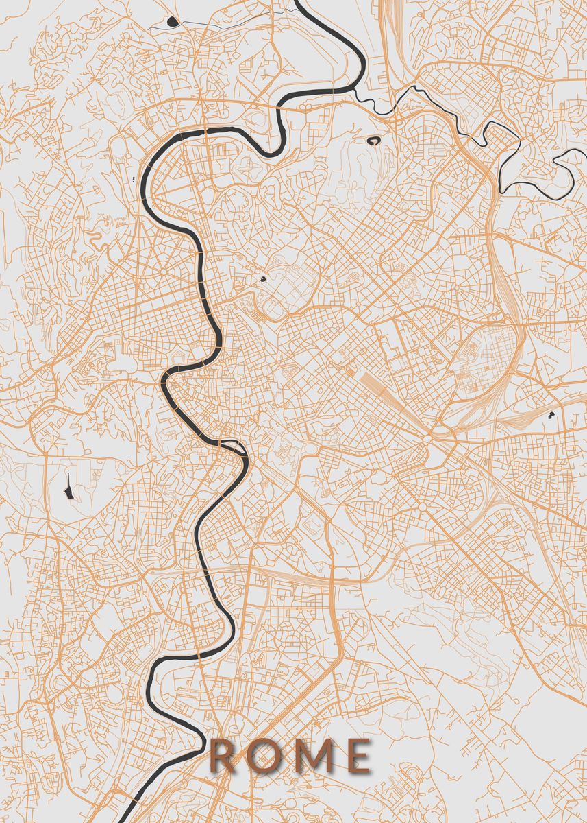 'Rome Map' Poster, picture, metal print, paint by dkDesign | Displate