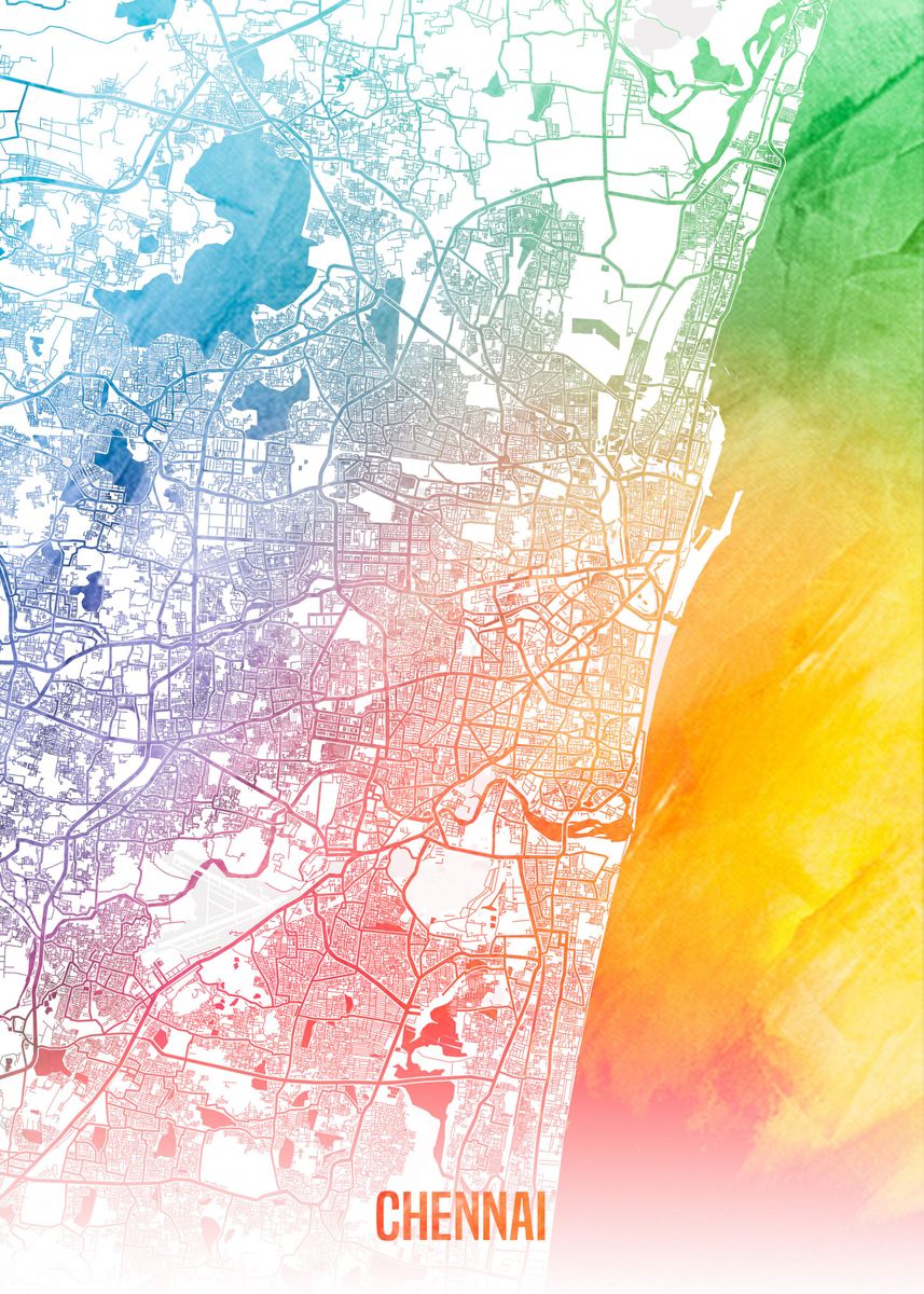 'Chennai map' Poster, picture, metal print, paint by LUNGHISTE | Displate