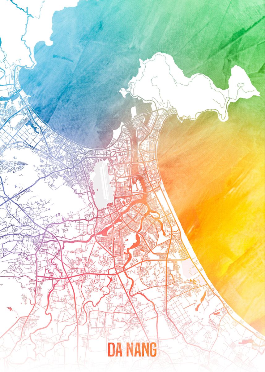 'Da Nang map' Poster, picture, metal print, paint by LUNGHISTE | Displate