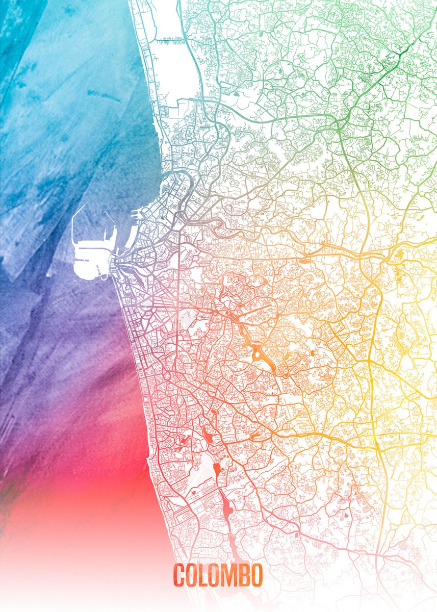 'Colombo map' Poster by Stefano Lunghi | Displate