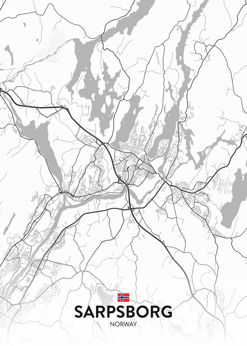 'Sarpsborg NO' Poster, picture, metal print, paint by IMR Designs ...