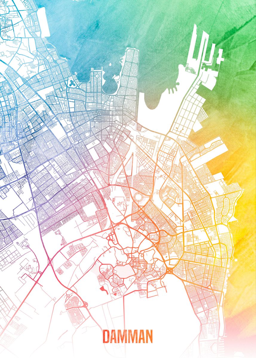 'Damman map' Poster, picture, metal print, paint by LUNGHISTE | Displate