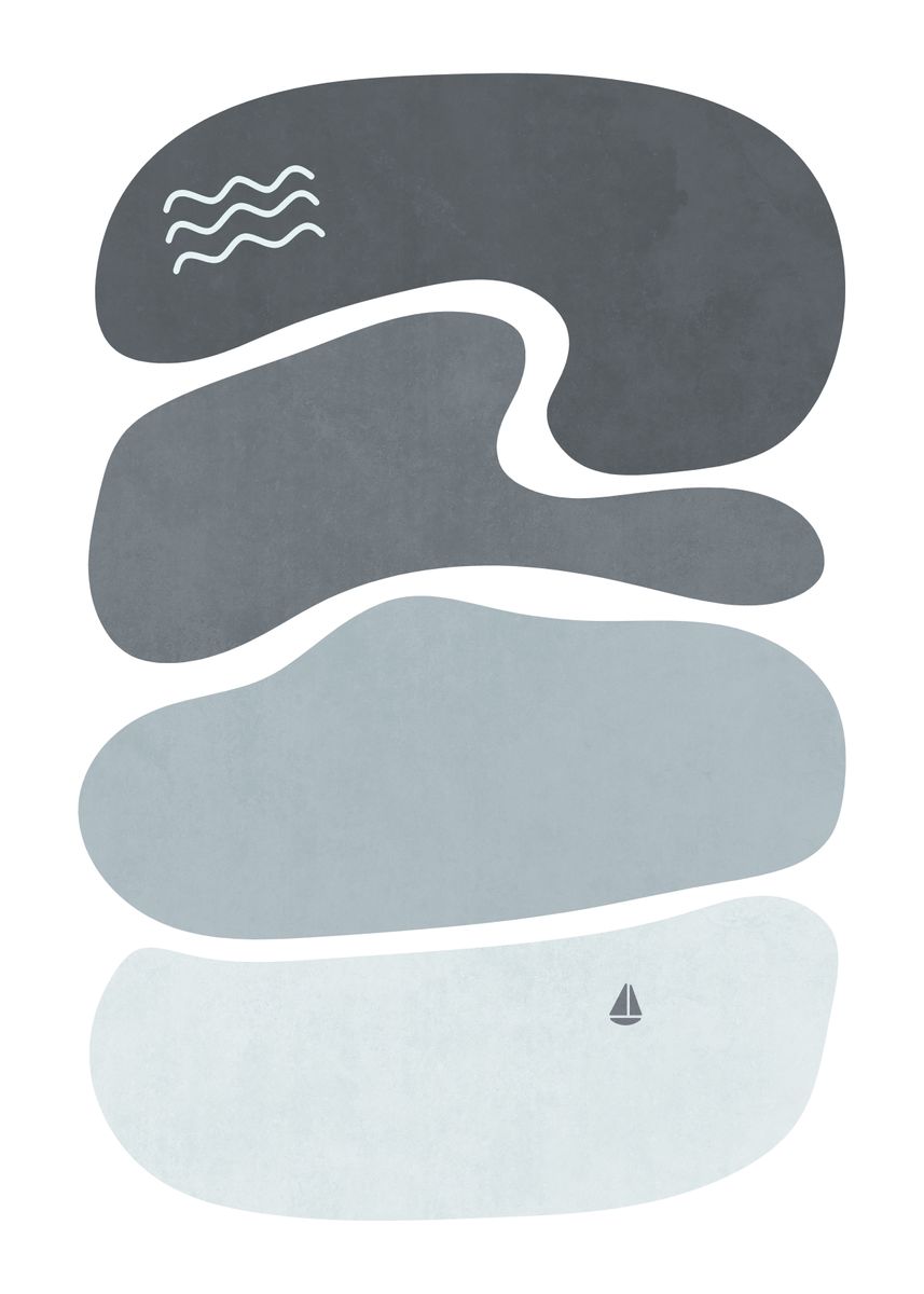 'Ocean Shapes 26' Poster, picture, metal print, paint by amini54 | Displate