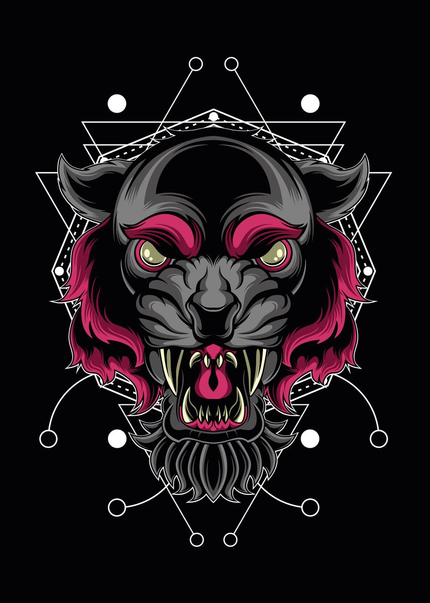 'Dark Tiger' Poster, picture, metal print, paint by Sam Kal | Displate