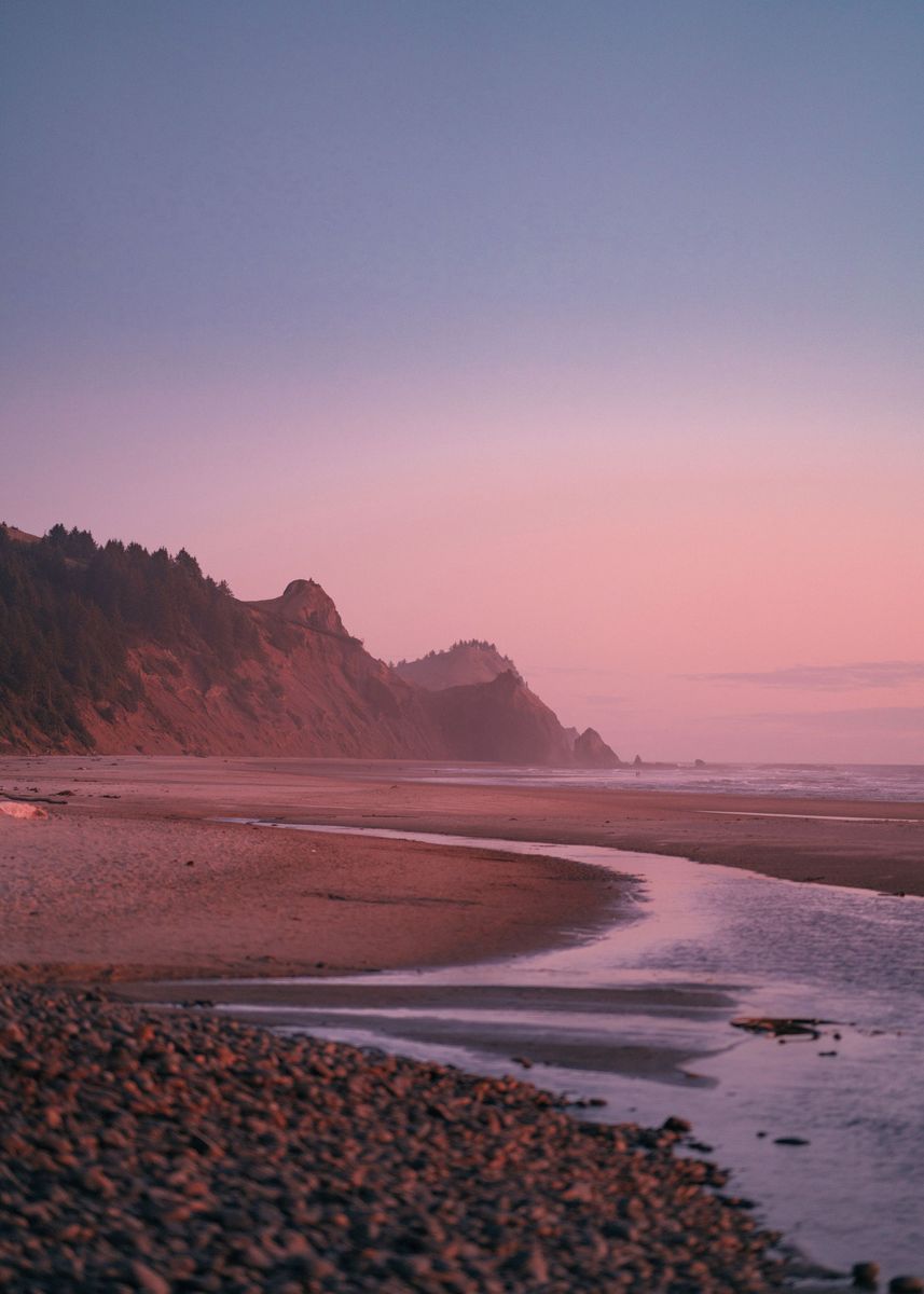 'beach sunset' Poster, picture, metal print, paint by RonnieArts | Displate