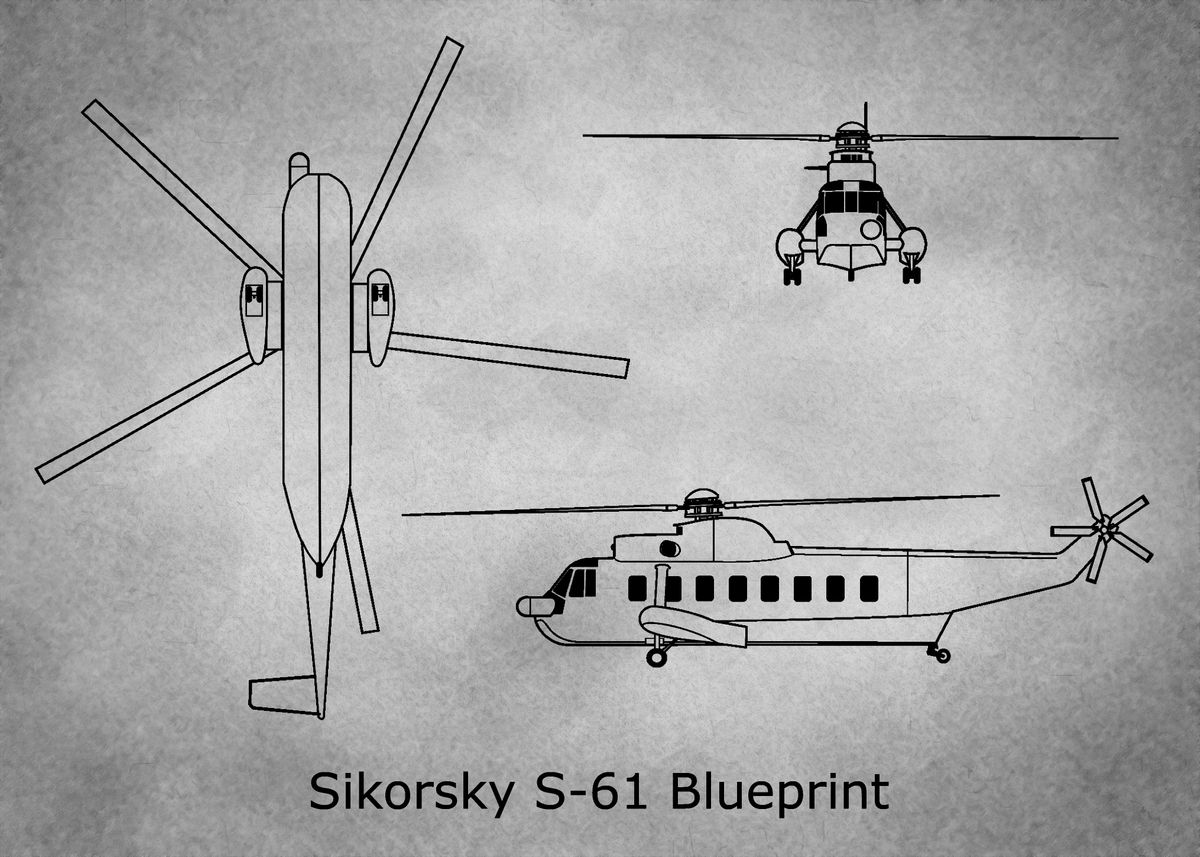 'Sikorsky S61 gray old ' Poster by B & W Arts | Displate