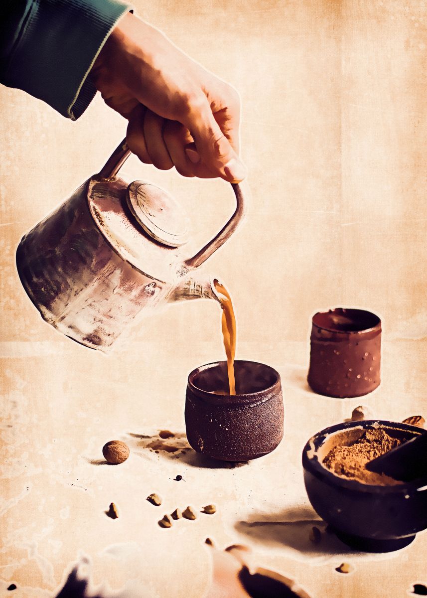 'tea poster serving tea' Poster, picture, metal print, paint by LAST ...