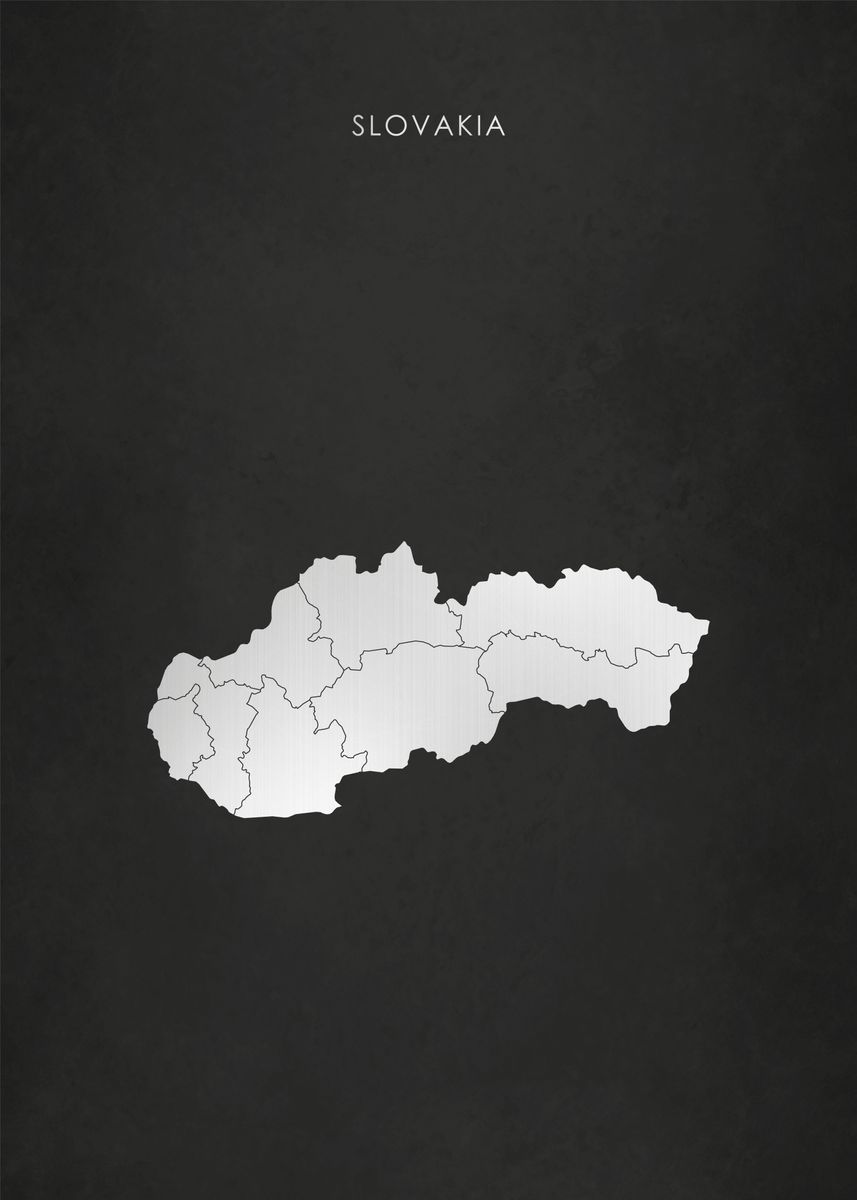 'Silver Slovakia Map' Poster, picture, metal print, paint by aio | Displate